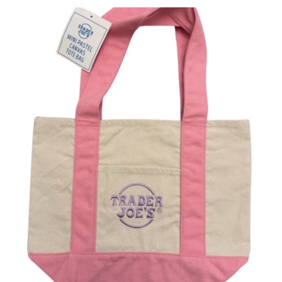Trader Joe’s | Bags | Nwt Trader Joes Pink Mini Pastel Canvas Tote Bag ...